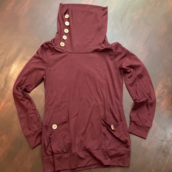 axis | Sweaters | Burgundy Turtleneck With Button And Pocket Accents ...